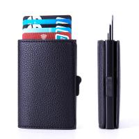 China RFID Blocking PU Leather Minimalist Wallet Credit Card Holder Custom Color for sale
