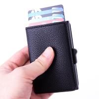 China RFID Blocking PU Leather Minimalist Wallet Credit Card Holder Custom Color for sale