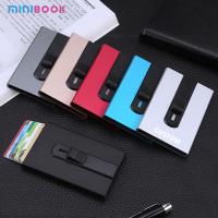 China RFID Blocking Aluminum Card Holder Push Up Wallet Durable Metal Credit Card Case 1-2 Cards for sale