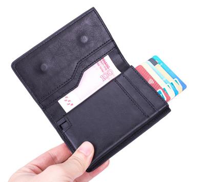 China RFID Blocking Credit Card Holder Wallet PU Leather Business Card Case 6 Slot for sale