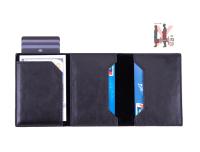 China PU Leather RFID Blocking Credit Card Holder Metal Carbon Fiber Wallet 8 Card Slots for sale