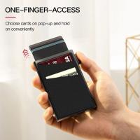 China RFID Blocking Credit Card Holder Wallet with Money Pocket Auto Pop Up Minimalist Business Style for sale