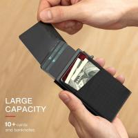 China RFID Blocking Credit Card Holder Wallet with Money Pocket Auto Pop Up Minimalist Business Style for sale