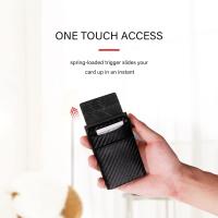 China Carbon Fiber PU Pop Up Wallet with Money Clip RFID Blocking Aluminum Card Holder for Men for sale