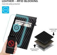 China Carbon Fiber PU Pop Up Wallet with Money Clip RFID Blocking Aluminum Card Holder for Men for sale