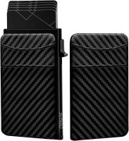 China Carbon Fiber PU Pop Up Wallet with Money Clip RFID Blocking Aluminum Card Holder for Men for sale