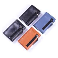 China Mens Slim Aluminium Wallet Card Holder Pop-up Cards RFID Blocking Crazy Horse Pattern Case for sale