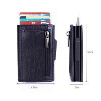 China Mens Slim Aluminium Wallet Card Holder Pop-up Cards RFID Blocking Crazy Horse Pattern Case for sale