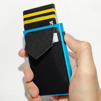 China Aluminum RFID Blocking Pop Up Wallet for Business Cards 10 Card Capacity for sale