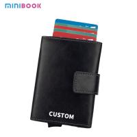 China Large Capacity PU Crazy Horse Card Wallet with Double RFID Blocking and Buckle 12 Slot for sale