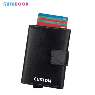 China Large Capacity PU Crazy Horse Card Wallet with Double RFID Blocking and Buckle 12 Slot for sale