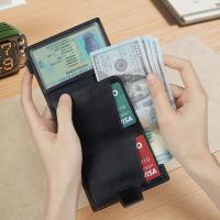 China Large Capacity PU Crazy Horse Card Wallet with Double RFID Blocking and Buckle 12 Slot for sale