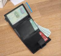 China Large Capacity PU Crazy Horse Card Wallet with Double RFID Blocking and Buckle 12 Slot for sale