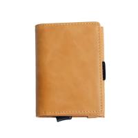 China Minibook PU Leather Pop Up Smart Wallet with RFID Blocking for Credit Cards for sale