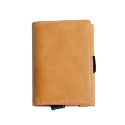 China Minibook PU Leather Pop Up Smart Wallet with RFID Blocking for Credit Cards for sale