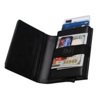 China Minibook PU Leather Pop Up Smart Wallet with RFID Blocking for Credit Cards for sale