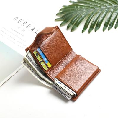 China Aluminum Pop Up Wallet Card Holder with RFID Blocking for Credit Cards 10 Card Capacity for sale