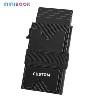 China Custom Logo Minimalist Genuine Leather Credit Card Holder Metal Construction 2 Slot for sale