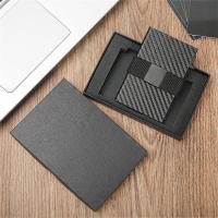 China Custom Logo Minimalist Genuine Leather Credit Card Holder Metal Construction 2 Slot for sale