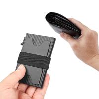 China Custom Logo Minimalist Genuine Leather Credit Card Holder Metal Construction 2 Slot for sale