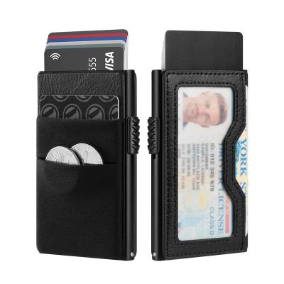 China Custom Logo Slim Aluminum Pop Up Card Wallet RFID Blocking Credit Card Holder 8 Cards for sale