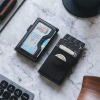 China Custom Logo Slim Aluminum Pop Up Card Wallet RFID Blocking Credit Card Holder 8 Cards for sale