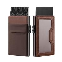 China Custom Logo Slim Aluminum Pop Up Card Wallet RFID Blocking Credit Card Holder 8 Cards for sale