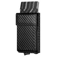 China Men's Genuine Leather Pop Up Wallet Vintage Style Aluminum Credit Card Holder Custom Logo for sale