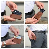 China Pop Up Aluminum Card Holder Wallet with Coin Compartment Genuine Leather Credit Card Case 8 Card Slots for sale