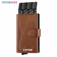 China Men's Metal Pop Up Wallet with RFID Protection Large Capacity PU Credit Card Holder for sale