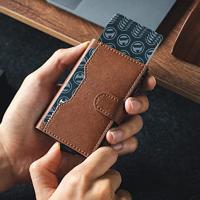 China Men's Metal Pop Up Wallet with RFID Protection Large Capacity PU Credit Card Holder for sale
