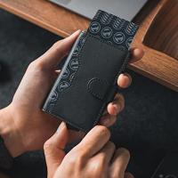 China Men's Metal Pop Up Wallet with RFID Protection Large Capacity PU Credit Card Holder for sale