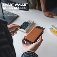 China RFID Blocking Leather Card Holder Wallet Men Automatic Pop Up ID Case Slim Minimalist 8 Card Capacity for sale