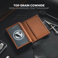 China RFID Blocking Leather Card Holder Wallet Men Automatic Pop Up ID Case Slim Minimalist 8 Card Capacity for sale