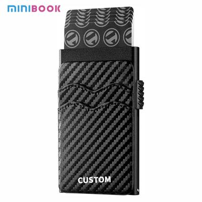 China Pop Up Leather Name Card Holder Aluminum Box Custom Logo Available for Men Women for sale