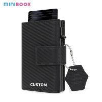 China Genuine Leather RFID Aluminum Slim Card Holder Wallet with Zipper Pocket for Men for sale