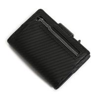 China Genuine Leather RFID Aluminum Slim Card Holder Wallet with Zipper Pocket for Men for sale