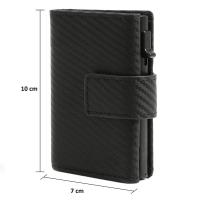 China Genuine Leather RFID Aluminum Slim Card Holder Wallet with Zipper Pocket for Men for sale