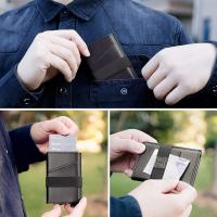 China Genuine Leather RFID Blocking Auto Pop Up Credit Card Holder Wallet for Men Fashion for sale