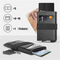 China Genuine Leather RFID Blocking Auto Pop Up Credit Card Holder Wallet for Men Fashion for sale
