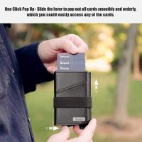 China Genuine Leather RFID Blocking Auto Pop Up Credit Card Holder Wallet for Men Fashion for sale