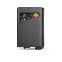 China Genuine Leather RFID Blocking Auto Pop Up Credit Card Holder Wallet for Men Fashion for sale
