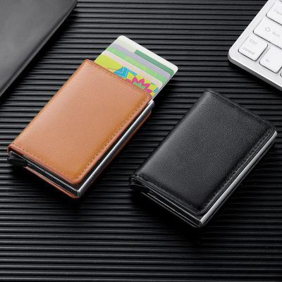 China Automatic Pop Up Credit Card Holder Wallet with RFID Blocking Function and PU Leather for sale