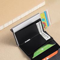 China Automatic Pop Up Credit Card Holder Wallet with RFID Blocking Function and PU Leather for sale