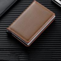 China Automatic Pop Up Credit Card Holder Wallet with RFID Blocking Function and PU Leather for sale