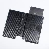 China Minibook Trifold Leather Metal Aluminum Credit Card Holder RFID Block Minimalist Wallet for Men 8 Card Slots for sale