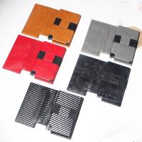 China Minibook Trifold Leather Metal Aluminum Credit Card Holder RFID Block Minimalist Wallet for Men 8 Card Slots for sale