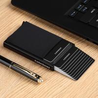 China Aluminum RFID Blocking Pop Up Credit Card Holder Automatic Wallet for Men 8 Cards for sale