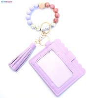 China Custom PU Leather Keychain Wallet with Wristlet Bangle Bracelet 12cm x 10cm for sale