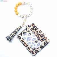 China Custom PU Leather Keychain Wallet with Wristlet Bangle Bracelet 12cm x 10cm for sale